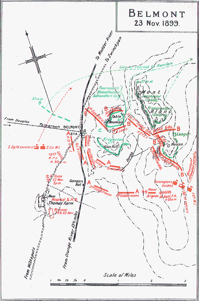 Map - Battle of Belmont, 23 November 1899