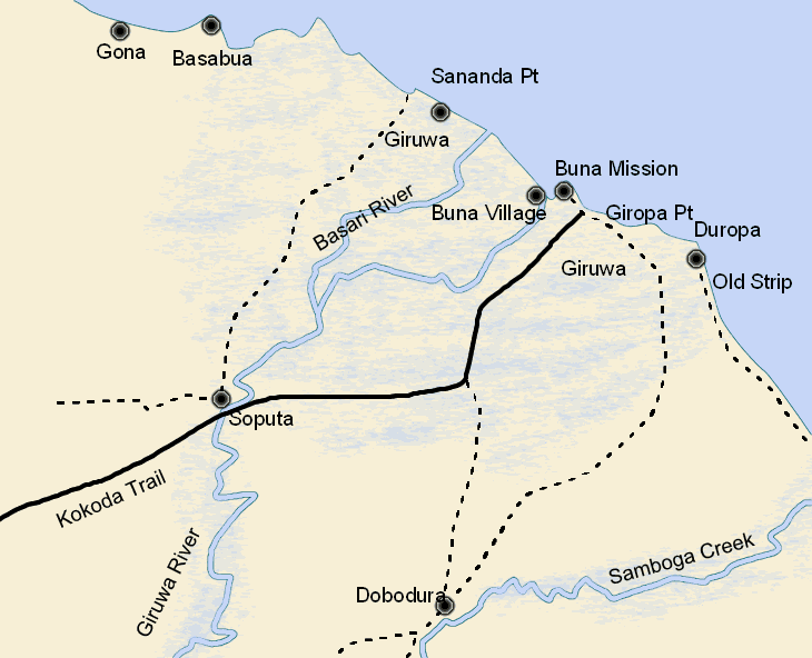 Map of Gona-Buna area, Papua