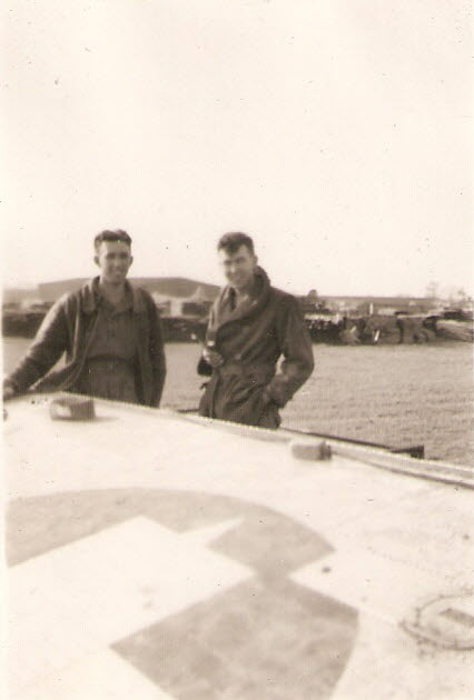 'Mac' and 'Art' working on a B-17 Wing Panel