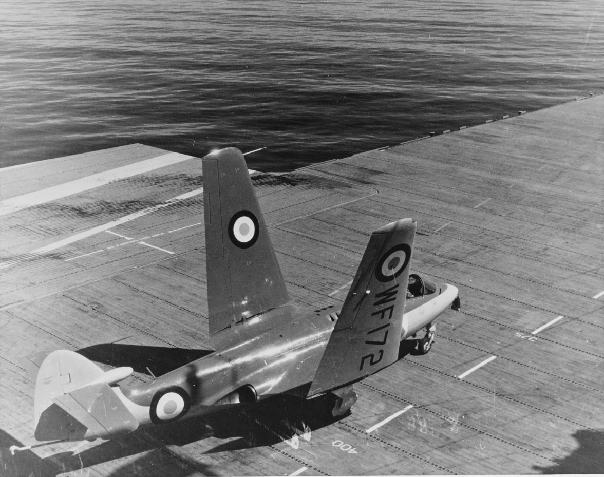 Armstrong Whitworth Sea Hawk (WF172) on USS Antietam (CV-36)