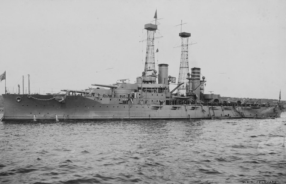 USS Delaware (BB-28) at Naval Review, October 1912