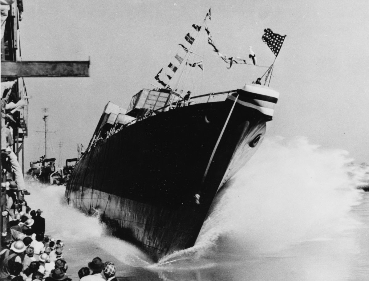 USS Dyess (DD-880) being launched, 1945