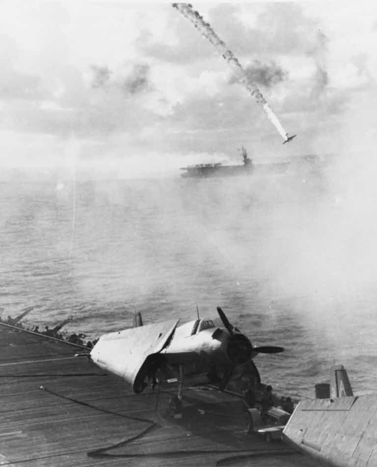 Attack on Task Group 52.11 seen from USS Kitkun Bay (CVE-71)