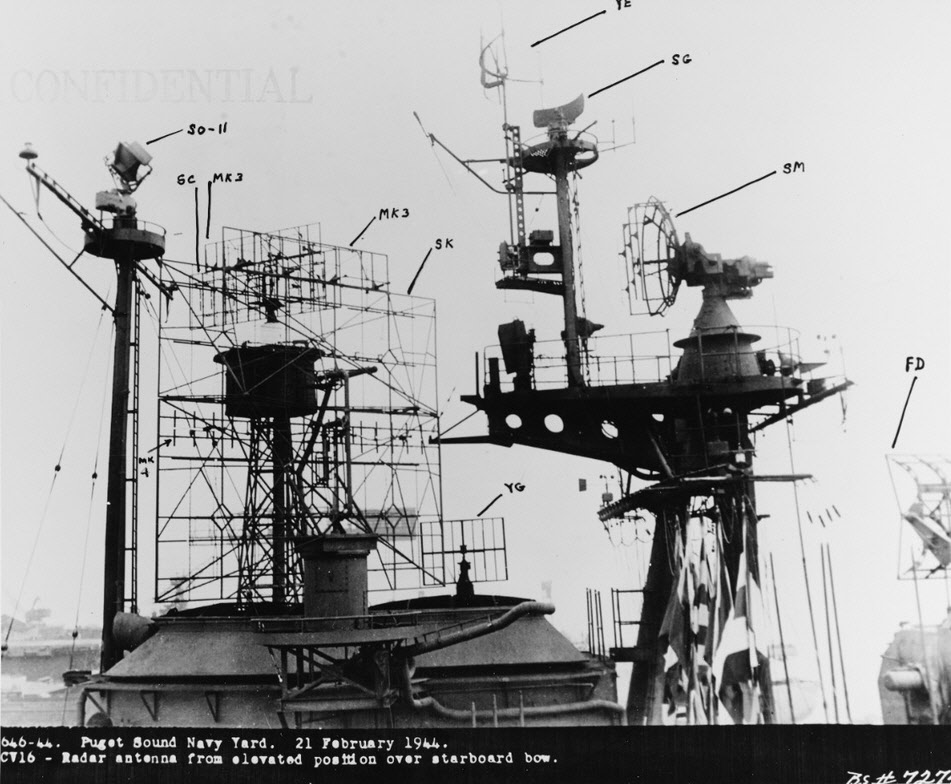 Radar Installation on USS Lexington (CV-16), February 1944