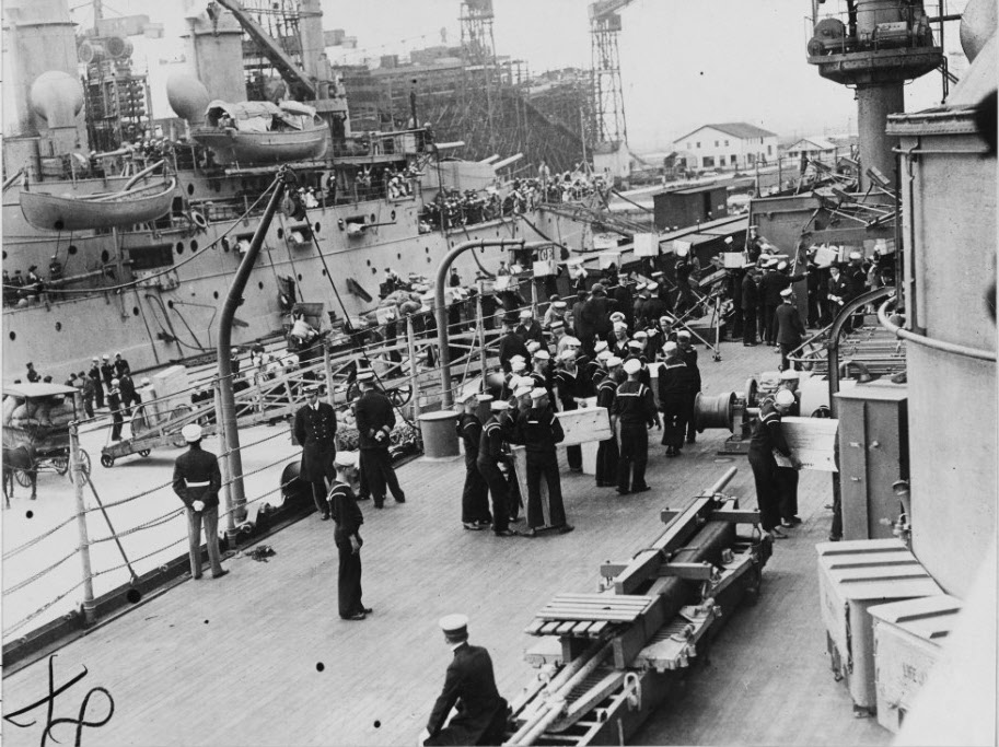Loading Provisions onto USS Oklahoma (BB-37)