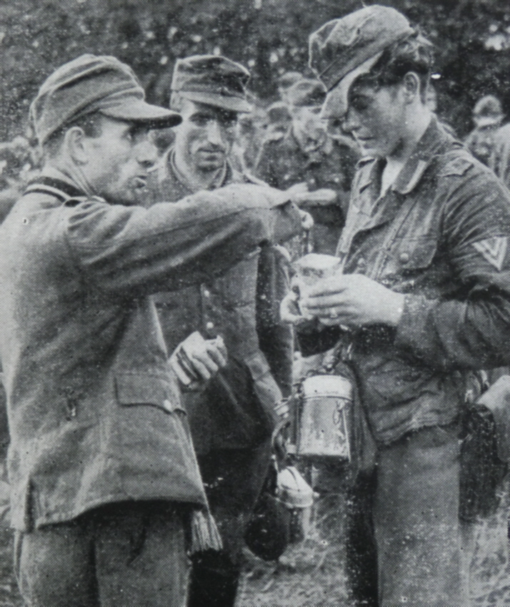 German POWs eating Bully Beef, Falaise