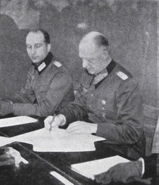 General Jodl signs the surrender at Rheims