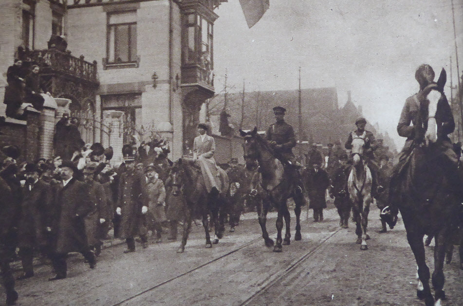 King Albert I enters Liege, 1918