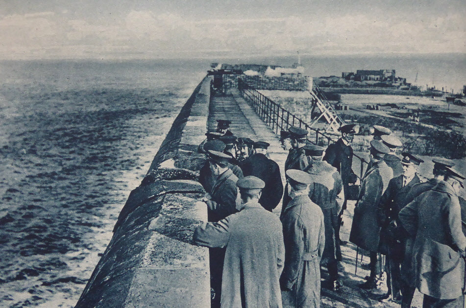 King George V on the mole at Zeebrugge