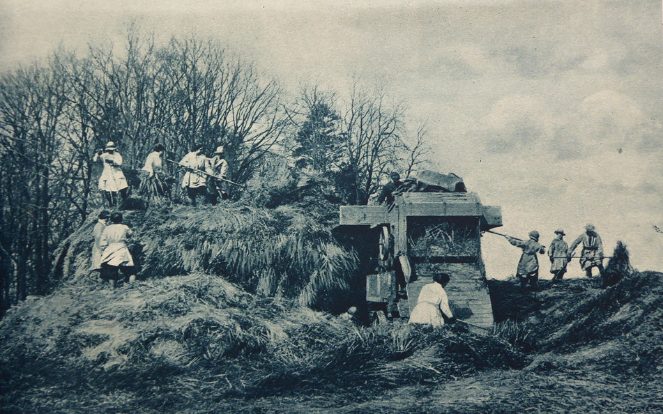 Land Girls build Hay Rick